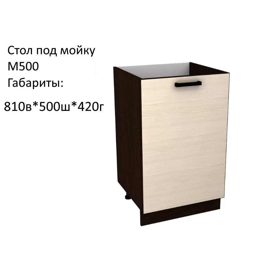 Шкаф кухонный напольный, шкаф под мойку М500 Мальва Венге/Лоредо