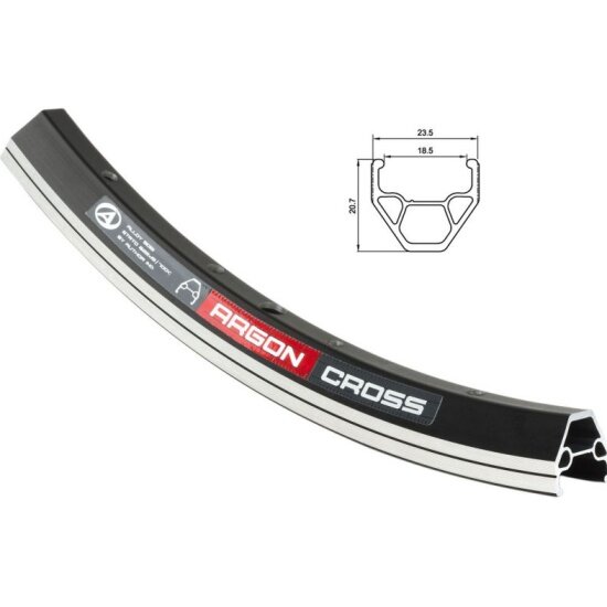 Обод велосипедный Author Argon X7 Cross, 28", двойной, инд. изн. (622х23.2/18.5х20.7 36отв.) спорт, черный, 8-36092012