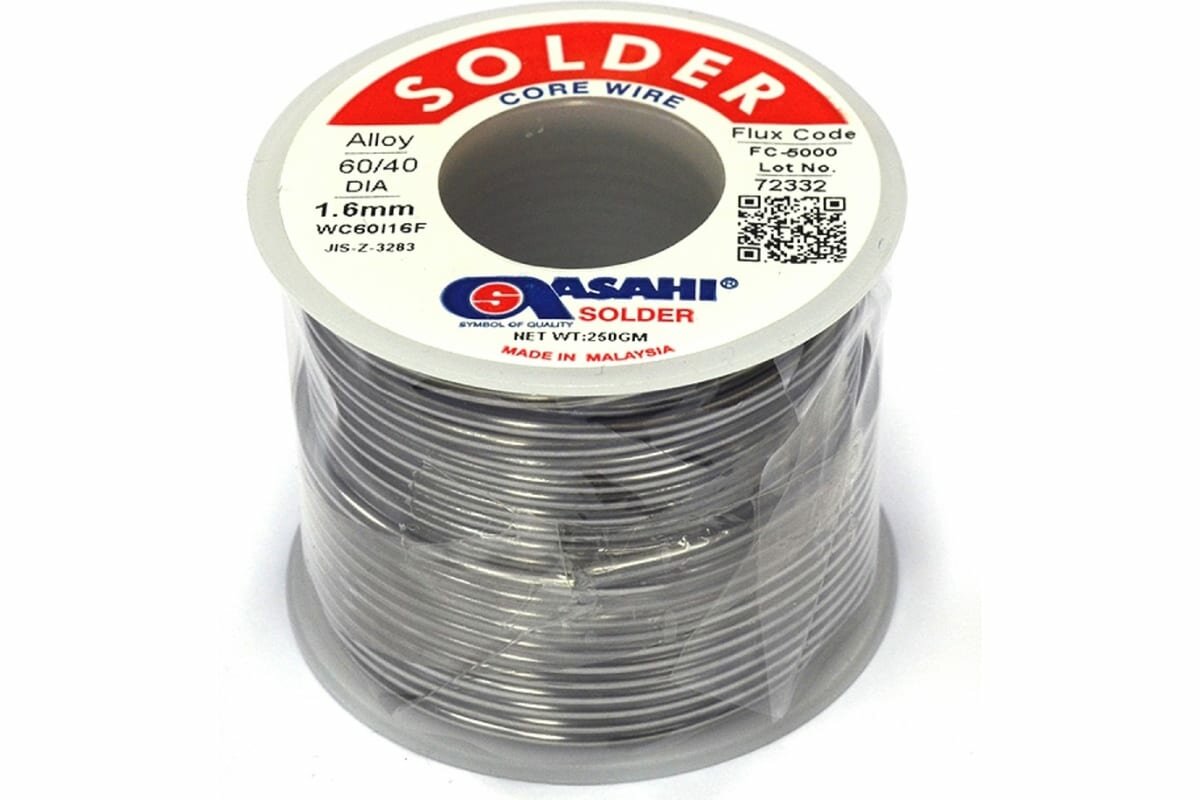 ASAHI Sn60Pb40 припой 1.6 мм 0.25 кг FC5000 флюс RMA для электроники и платы