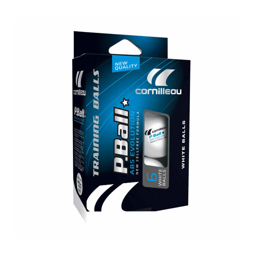 Мячи для настольного тенниса Cornilleau 1* P-Ball Evolution 40+ Plastic ABS x6 White 340050