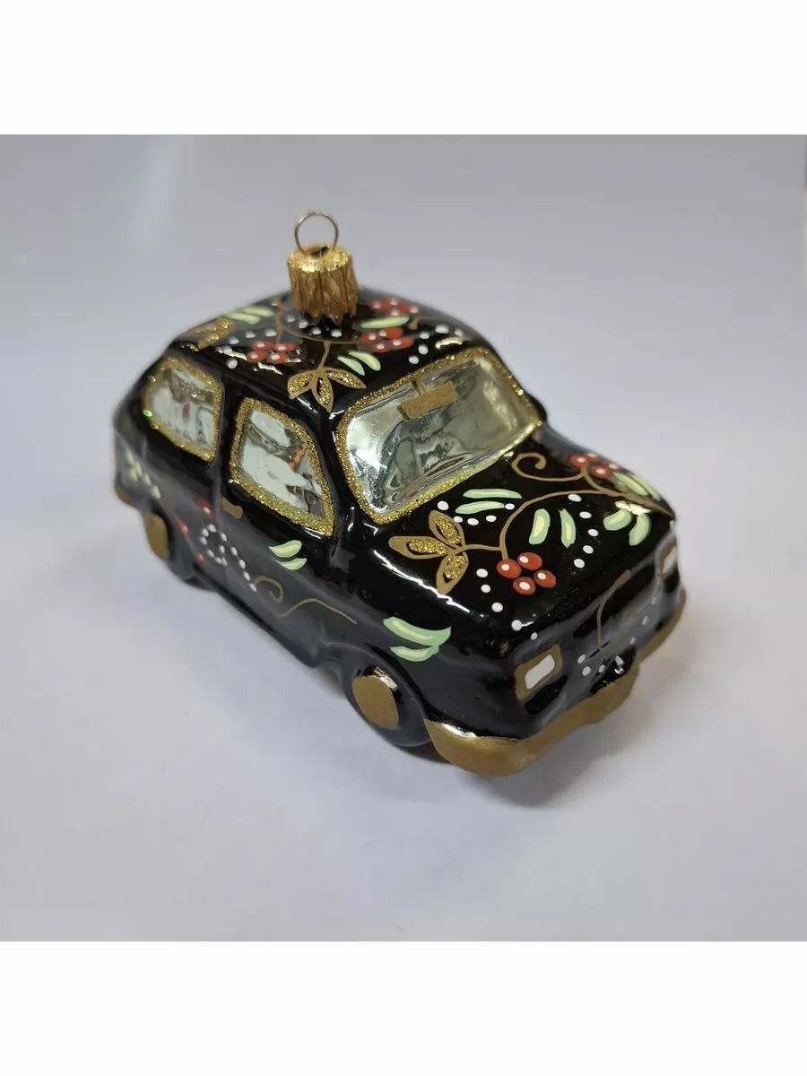 Игрушка на елку Машинка Фиат "узоры" 6см