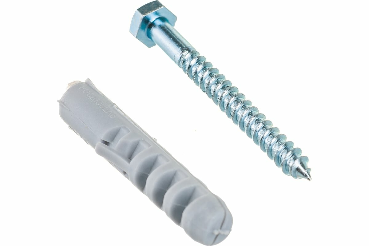 Виртуоз Набор крепежадюбель 10x50 и шуруп 6x60 с шестигранной головкой, 6 шт.