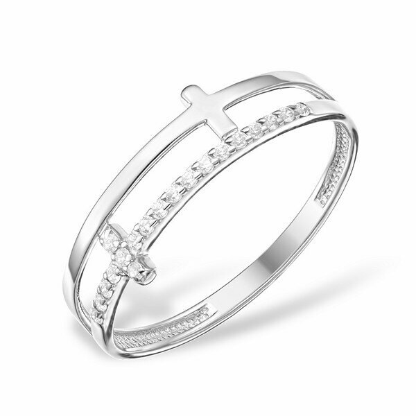 Кольцо, серебро, 925 проба, родирование, фианит
