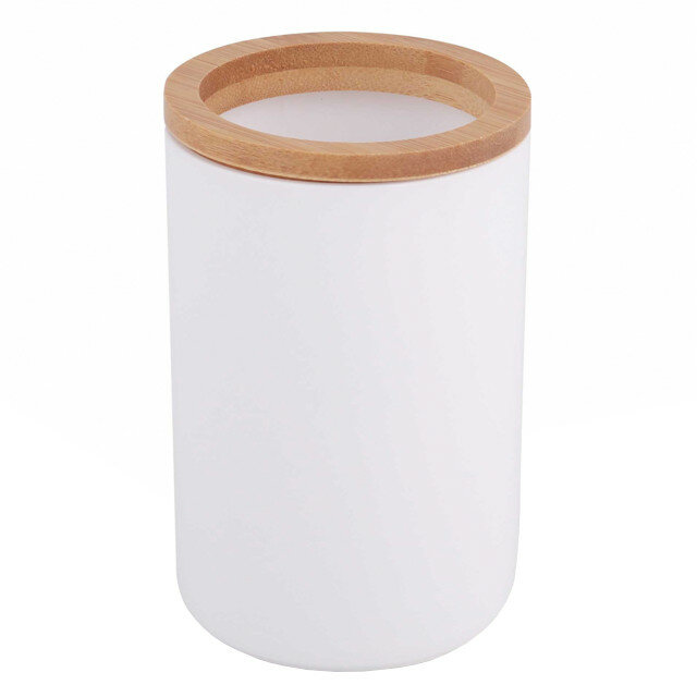 Стакан для зубных щеток Бамбук пластик белый гигиеничный аксессуар для ванной комнаты