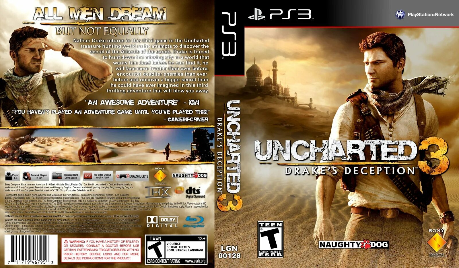 Uncharted: 3 Drake's Deception (Иллюзии Дрейка) Русская Версия (PS3) уц