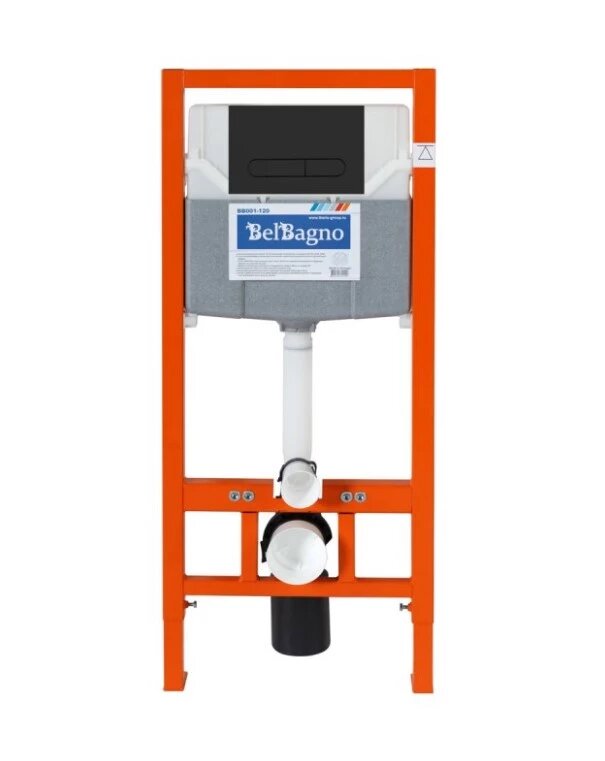 Комплект 2 в 1 Система инсталляции для унитазов BelBagno BB001-120 с кнопкой смыва BB007-PR-NERO. M