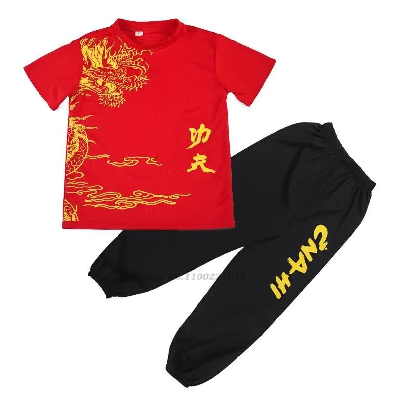 Детский традиционный костюм ушу вискоза хлопок дракон