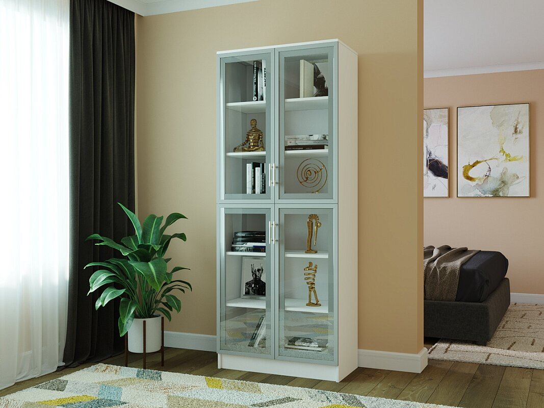 Книжный шкаф МебельЛэнд24 Альма - 8 Белый 60x30x200