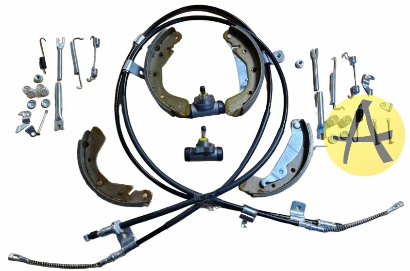 Колодки задние + ремкомплекты + цилиндры + троса ручника Chevrolet Lanos / ZAZ Chance (все года)