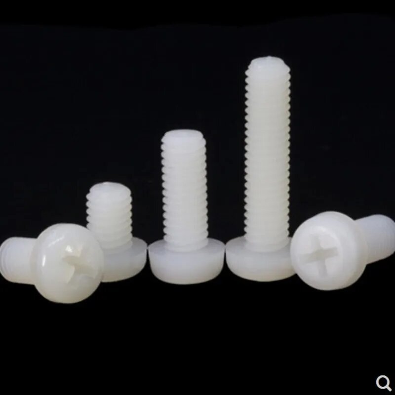 Черный белый нейлон пластиковые винты M2-M8 Phillips 5-50мм Белый, M4(50PCS), White, 15mm