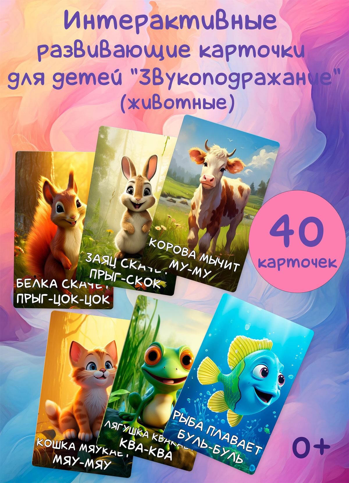 Интерактивные развивающие карточки для детей "Звукоподражание" (животные)
