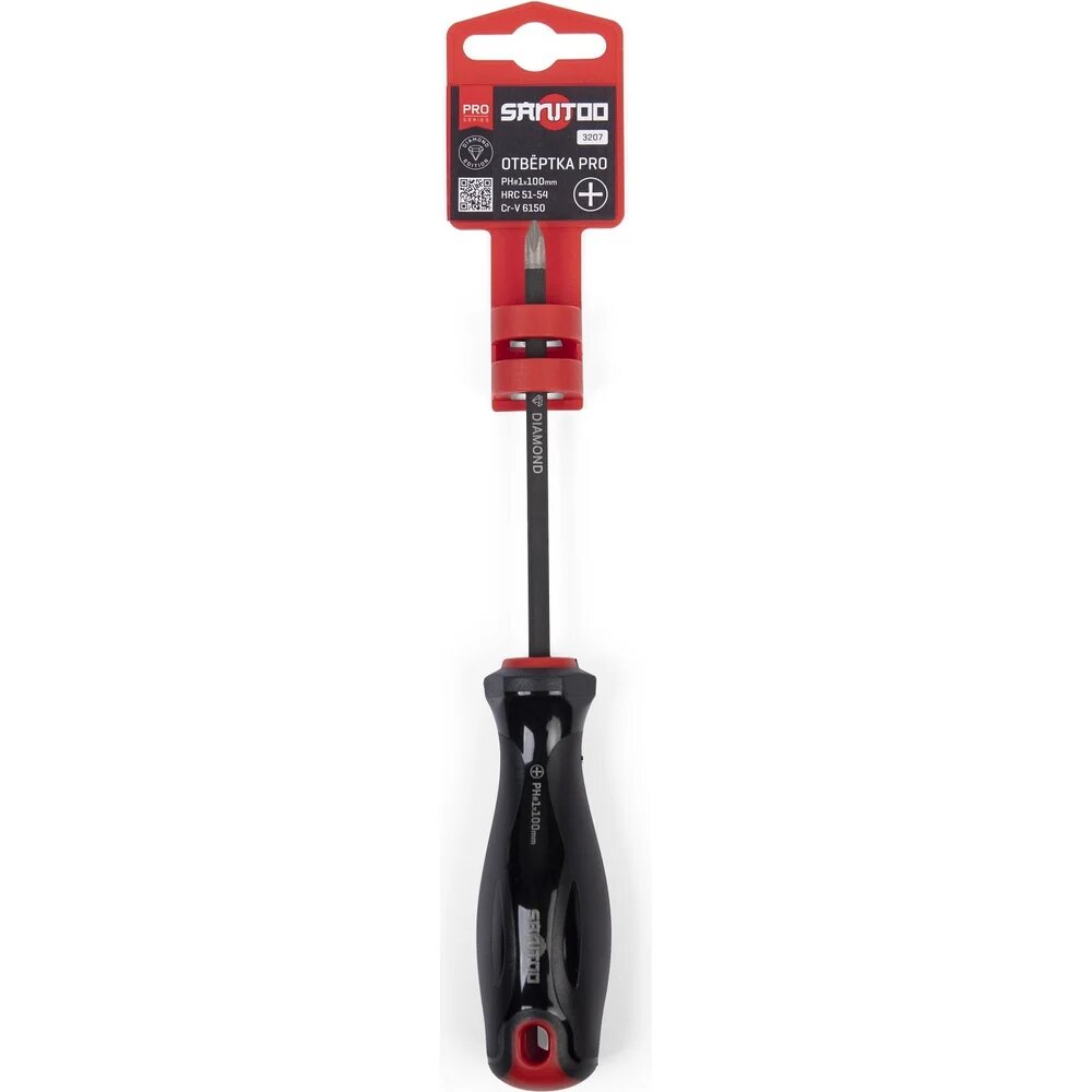 Отвертка Sanitoo PRO Diamond PH1x100 мм, с алмазным покрытием 3207, удобный