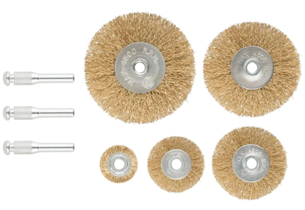 Корщетки со штифтом, набор 5шт.(колеса 25x38x50x63x75мм)