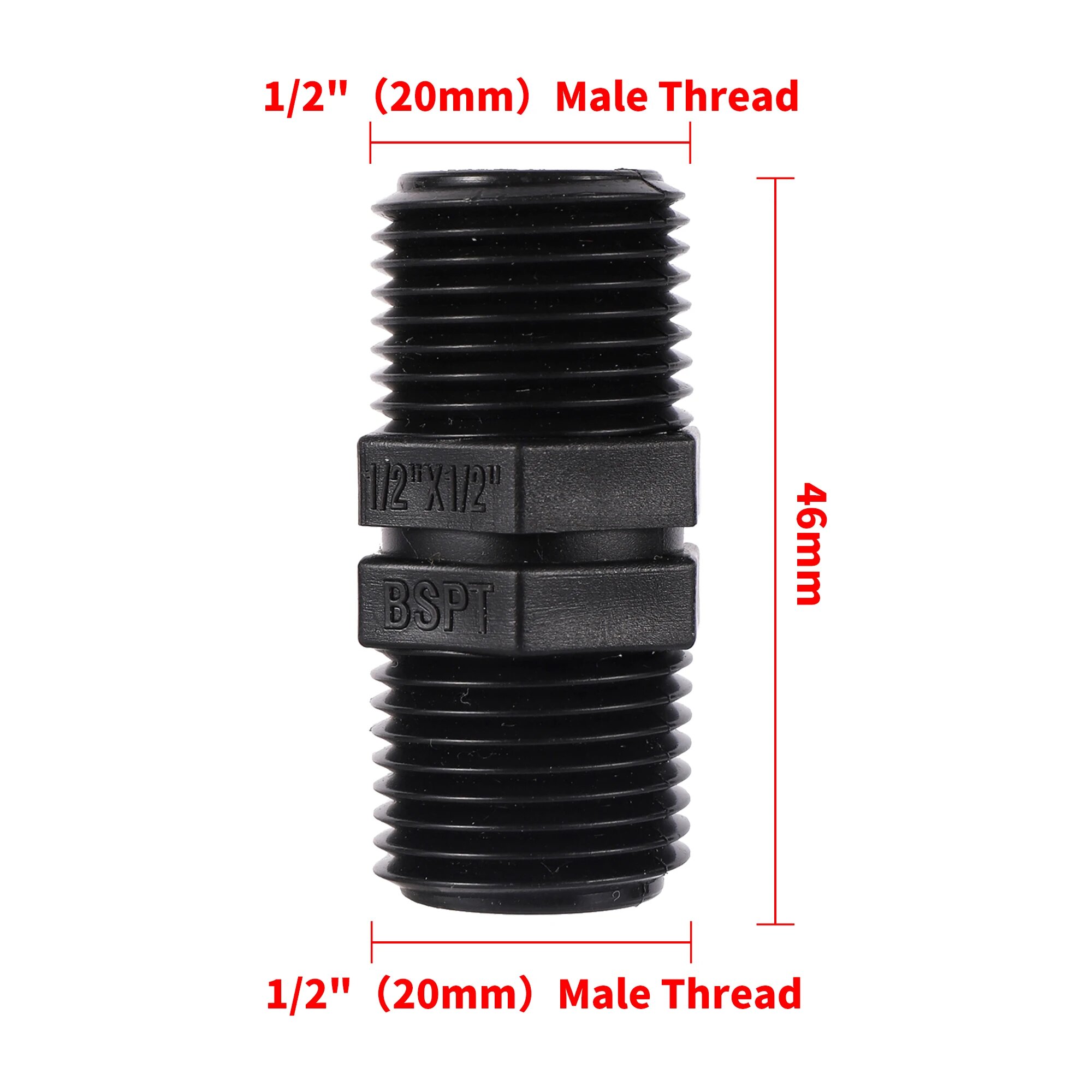 Пластиковый равный адаптер BSP 1/2" 3/4" 1"-2.5" 4349
