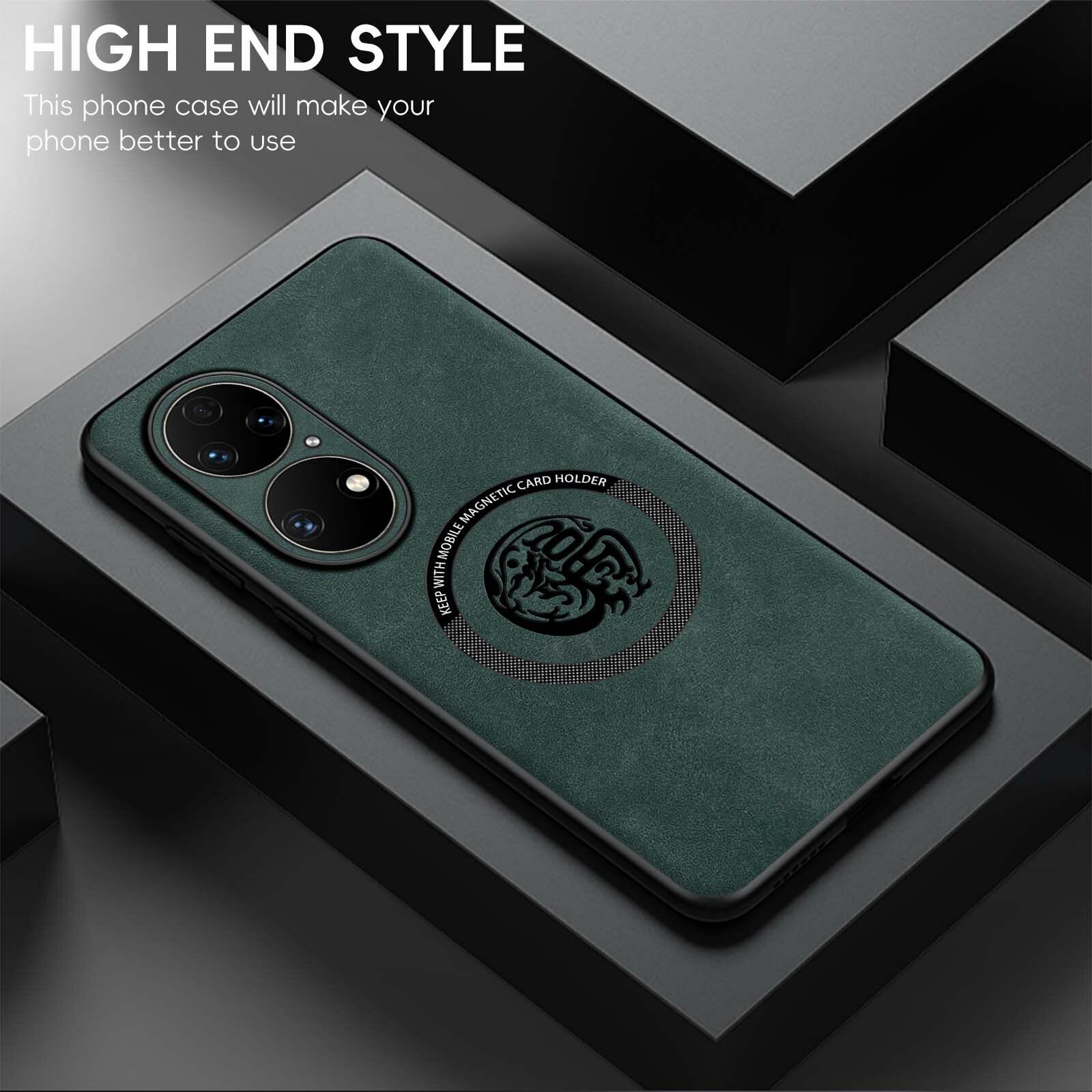 Чехол для смартфона Huawei P50 / Хуавей П50 Роскошная кожа magsafe противоударный , Защита от падения, Корпус мобильного телефона с защитой камеры