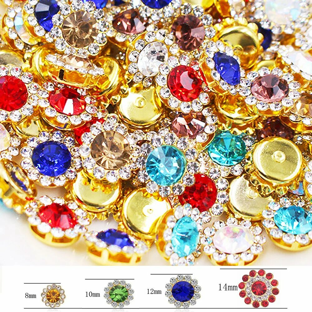 Стразы для одежды YTianCL 8-14 мм 100pcs, 14mm, mix color-G