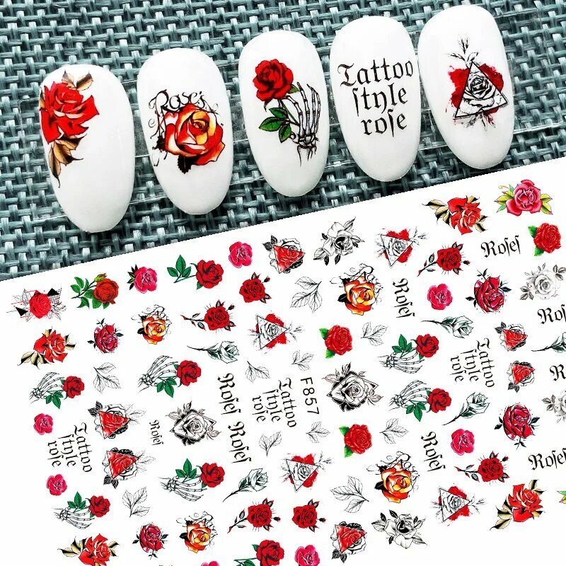 1PCS New Black White Love Heart English Alphabet Nail Art Sticker Nail Decoration Decal DIY Valentine's Day 3D Adhesive Stickers