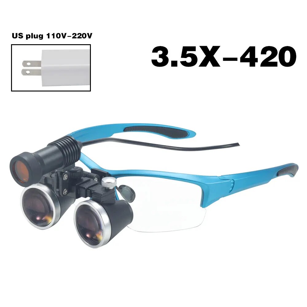 Стоматологическая лупа 3.5X с LED, Blue, US Plug