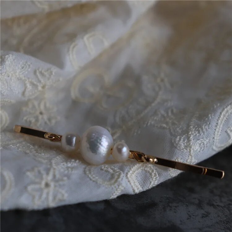 Корейская заколка для волос с жемчугом White