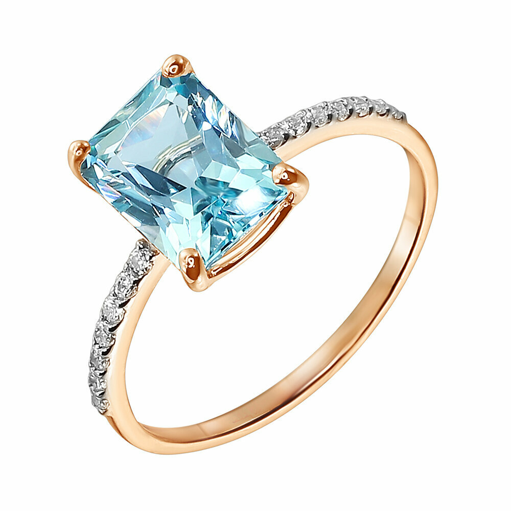 Кольцо, красное золото, 585 проба, топаз