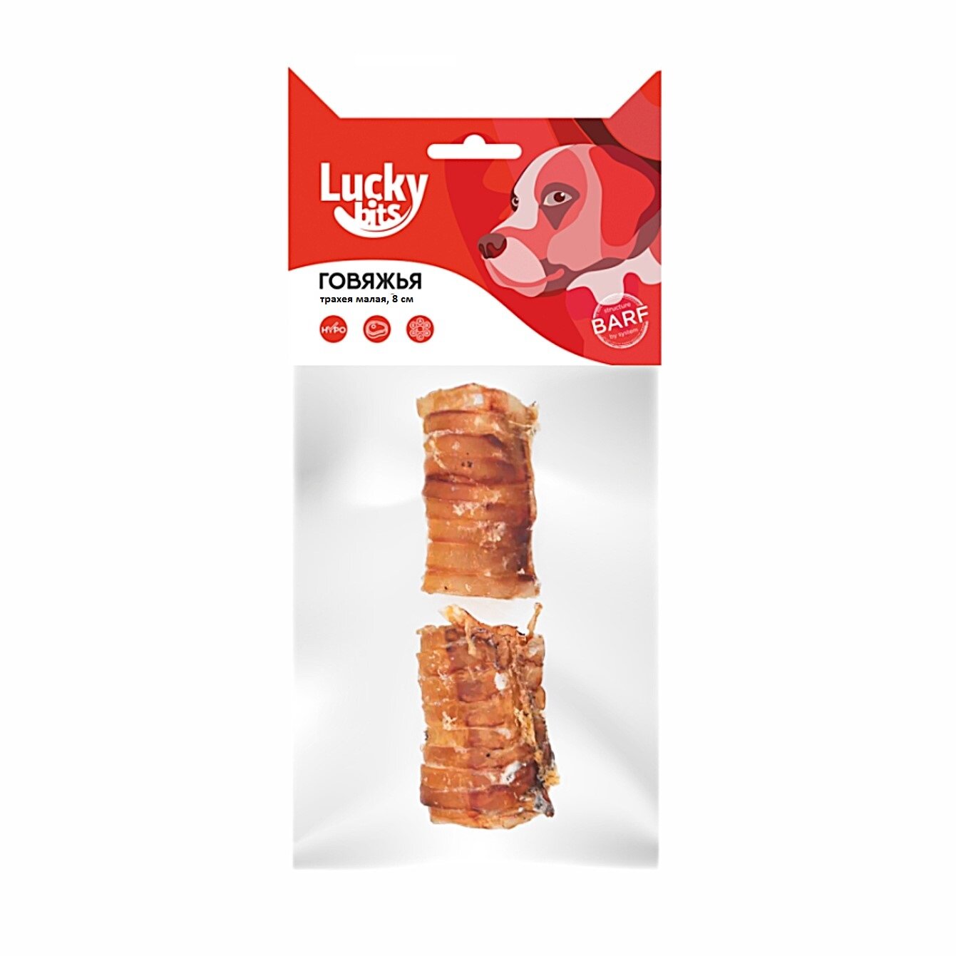 Lucky bits Трахея говяжья (малая) лакомство для собак 2 шт*8см 50г