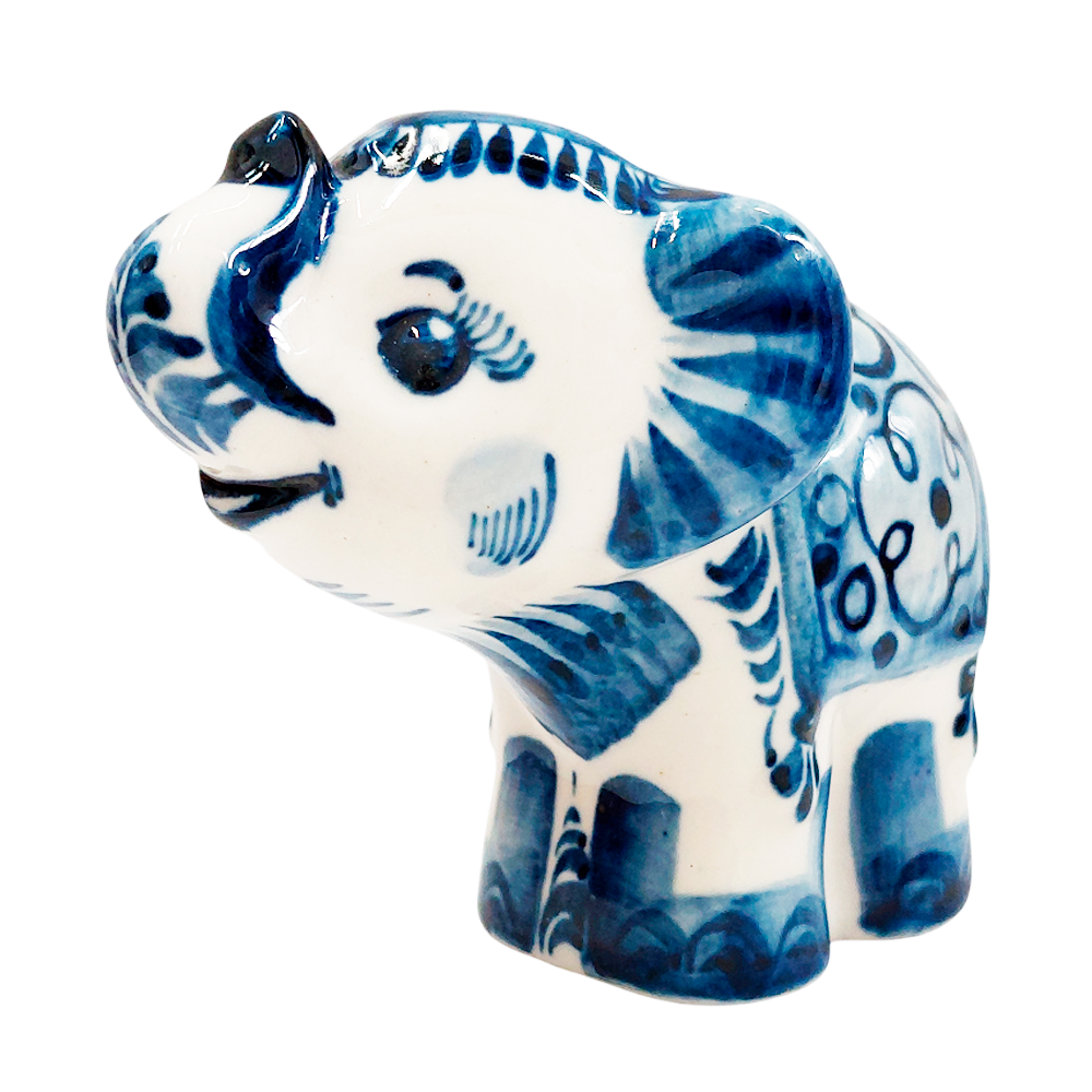 Фарфоровая фигурка ручной работы "Слон", гжель