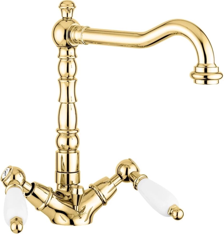 Смеситель для раковины Emmevi Deco Ceramic 121613/OR с донным клапаном, золотой
