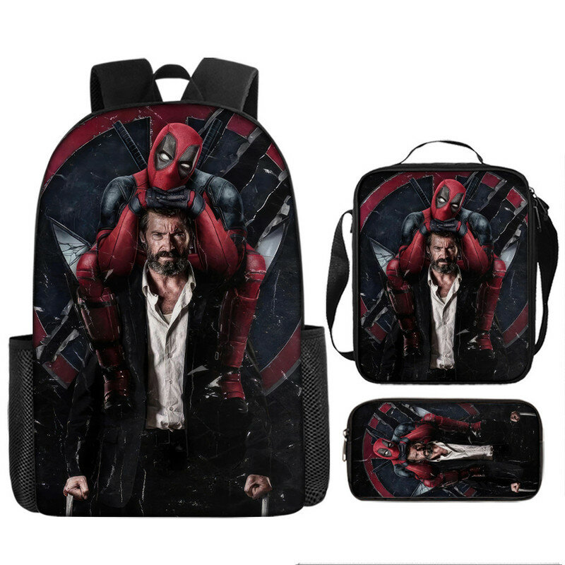 Рюкзак школьный + сумка через плечо + пенал-3 и 1 Сумка школьная мальчика для девочки подарок- Deadpool