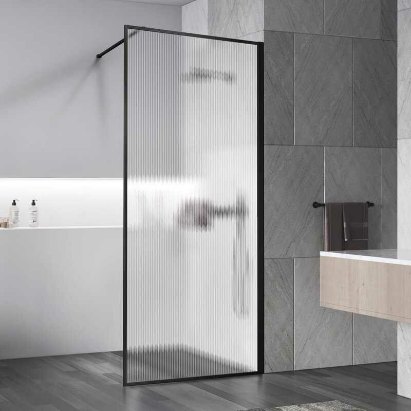 Душевая перегородка Vincea Walk-in HP Art VSW-1HP900FLB 90 см, профиль матовый черный, стекло рифленое