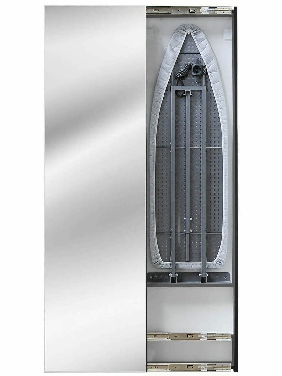 Встроенная гладильная доска с зеркальным фасадом Айрон Бокс, венге купе лево