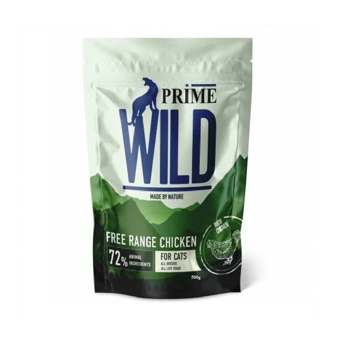Сухой корм PRIME WILD GF FREE RANGE для котят и взрослых кошек с курицей 500гр
