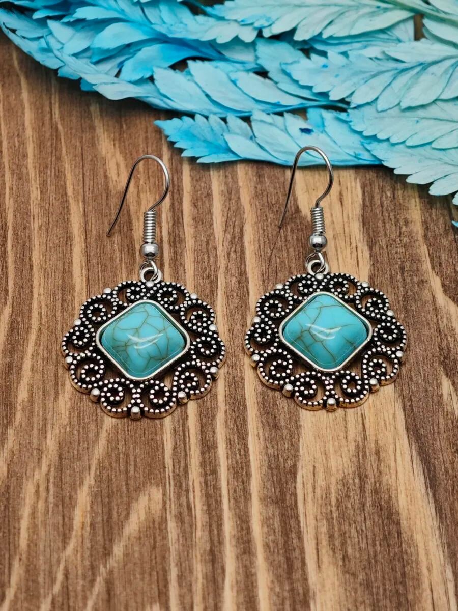 Серьги be self true, эмаль, бирюза синтетическая