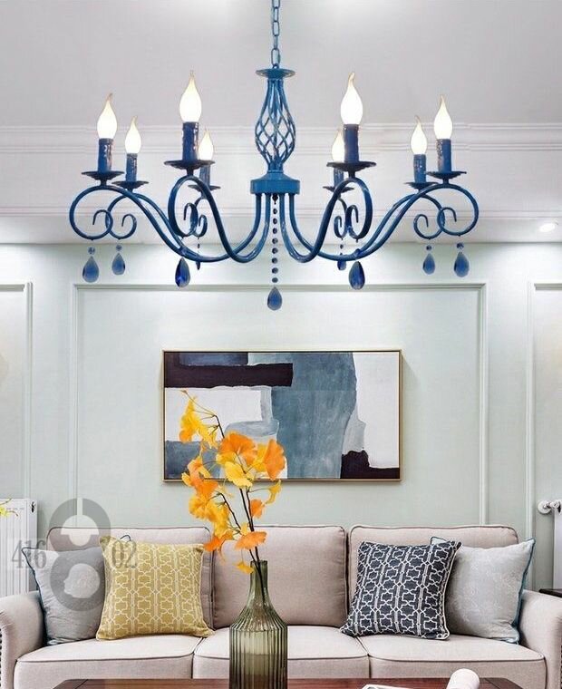 Французская пасторальная хрустальная люстра из кованого железа с 8 головками -kpa