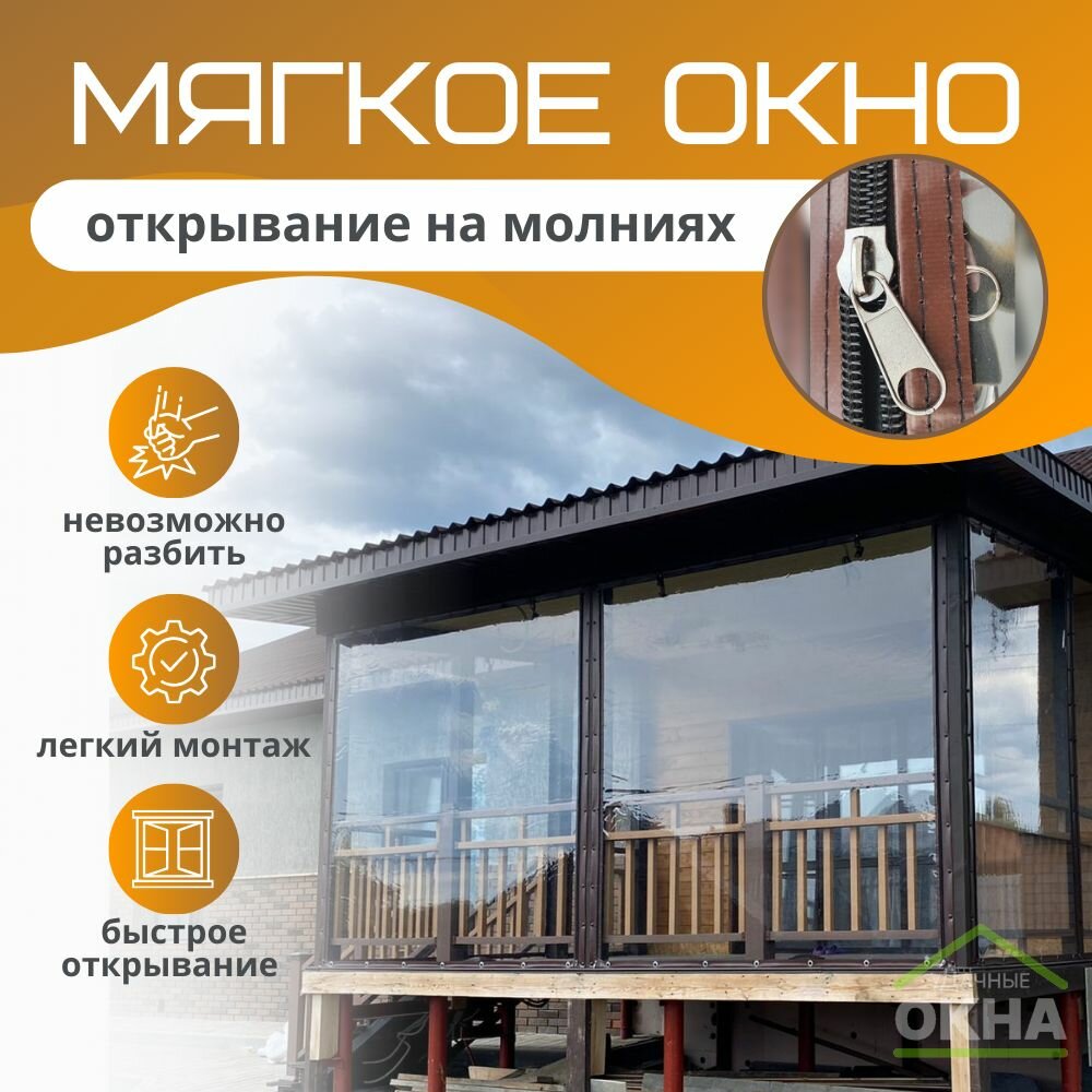 Мягкое окно на молниях, белый кант, В1900хШ1100