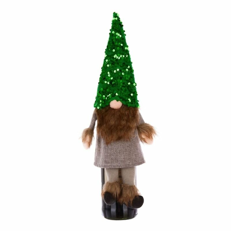 (1 шт.) Чехол на бутылку для Рождества "Безликий" - зеленый с пайетками