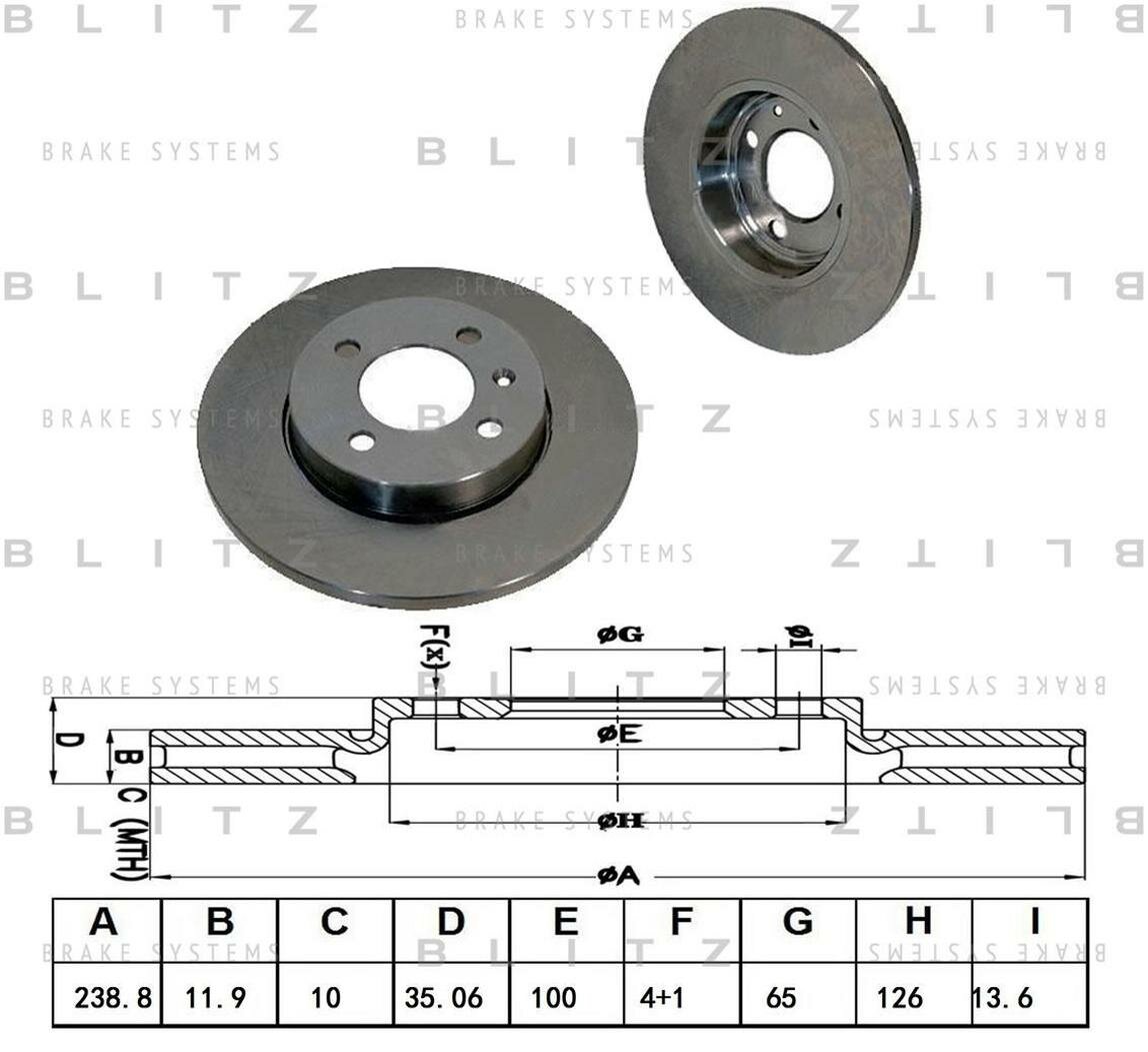 Диск тормозной передний для автомобилей BLITZ BS0335 (запчасти и комплектующие)