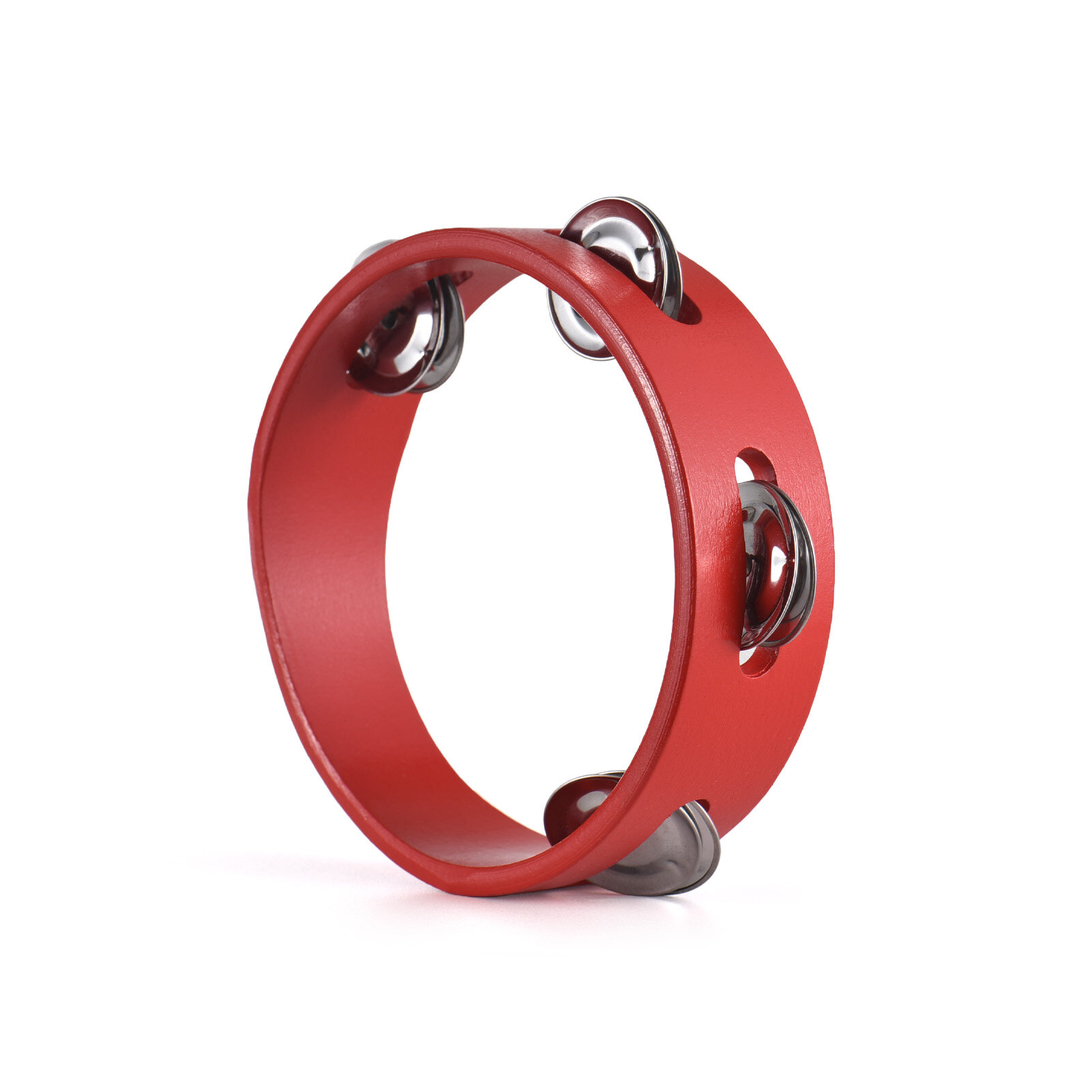 6-дюймовый тамбурин для взрослых, приятный мелодичный звук, красный ручной колокольчик, деревянные и металлические ударные инструменты, товары для дома, школы, вечеринок, однорядный