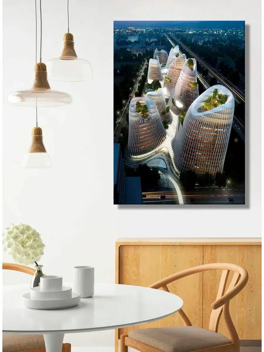 Картина "Китайская Архитектура", интерьерная 30х40см 1шт.