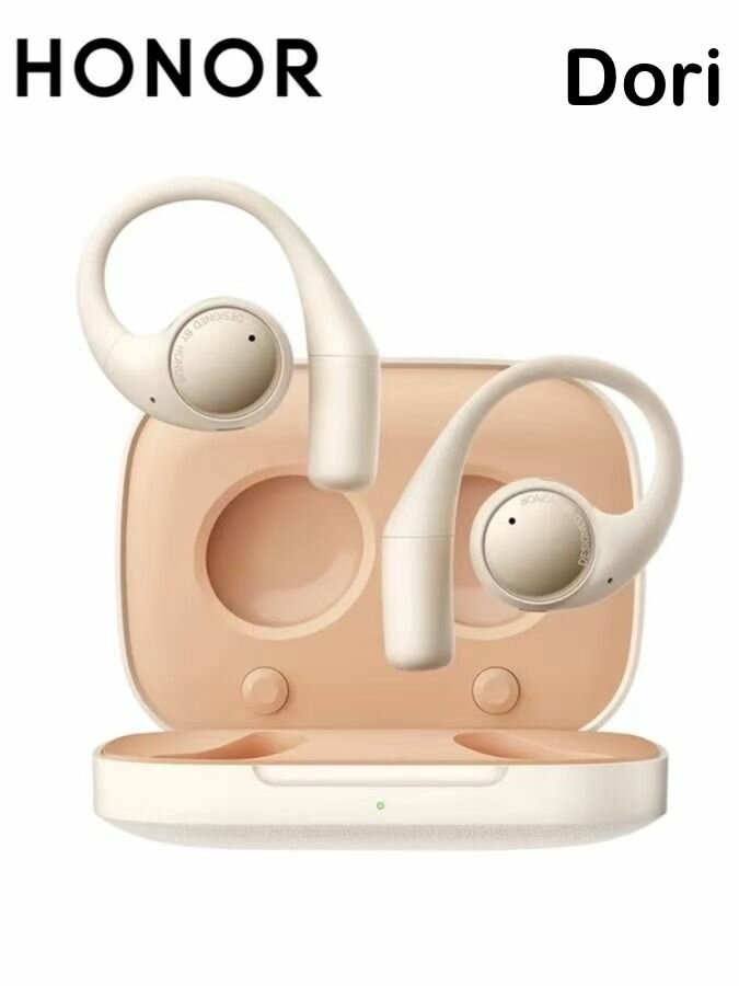 Honor Наушники беспроводные с микрофоном Honor Earbuds Open, Bluetooth, USB Type-C, светло-бежевый
