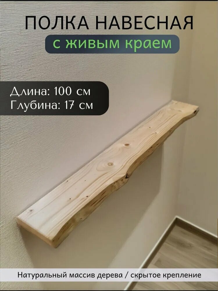 Полка Настенная Прямая, 100х17х2.7 см, 1 шт.