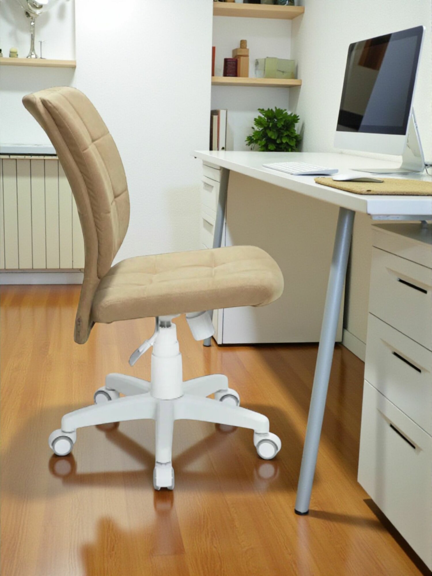 Компьютерное кресло КР-555, КРЕСЛОВЪ33, велюр Maserati cappuchino, бежевый