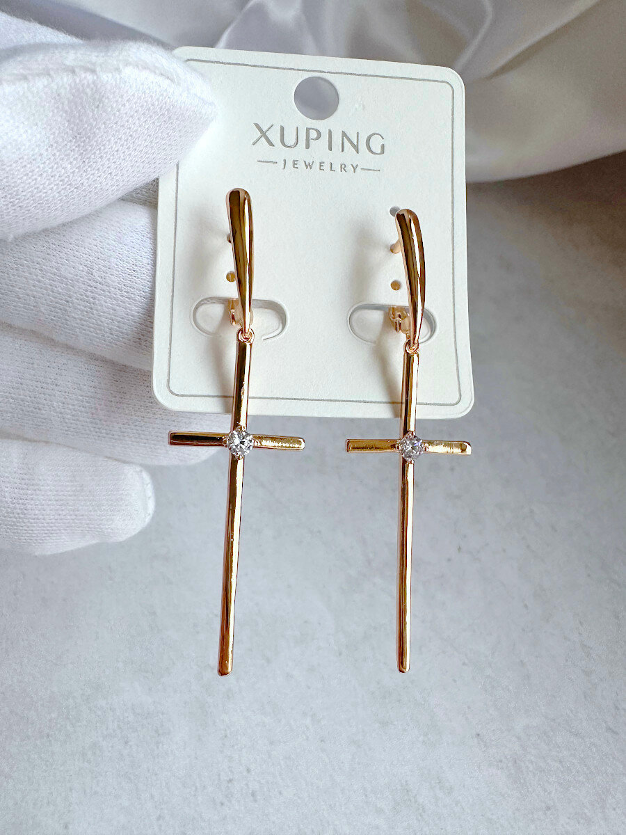 Серьги с подвесками, циркон