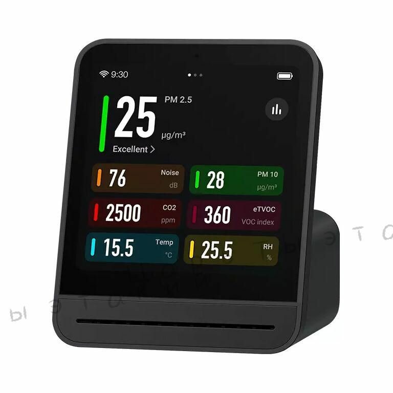 Анализатор качества воздуха Xiaomi Qingping Air Monitor (CGS2) 6 в 1 (датчик углекислого газа CO2, Температуры, Влажности, PM2.5, TVOC, Шума) Черный