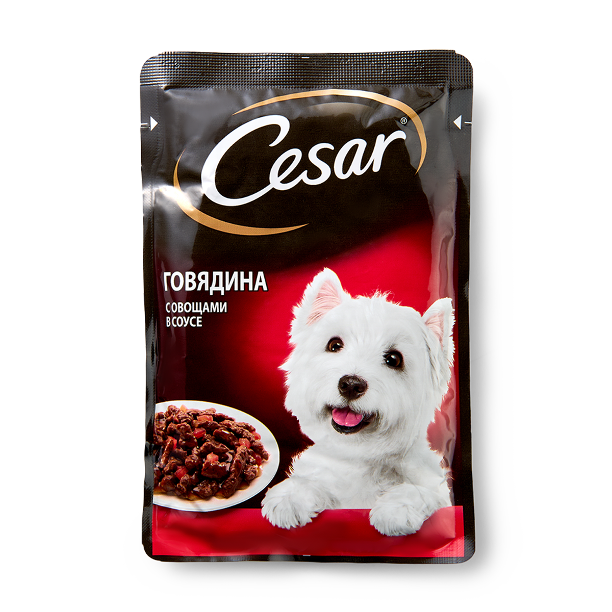 Корм влажный для собак Cesar говядина с овощами в соусе, для взрослых собак любых пород, 85 гр