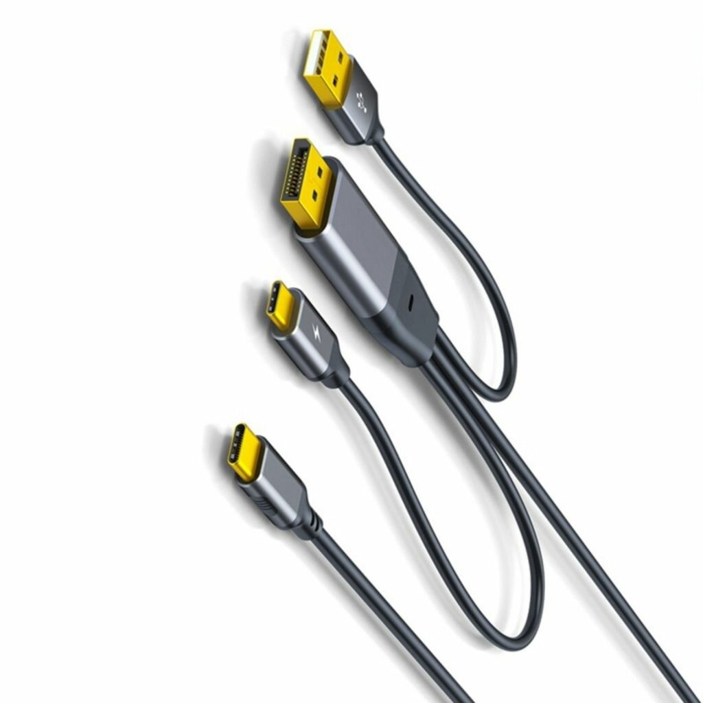 Кабель DisplayPort USB C 4K@60Hz с поддержкой сенсорного управления для мобильных мониторов и игровых установок, 3m - Прямая голова