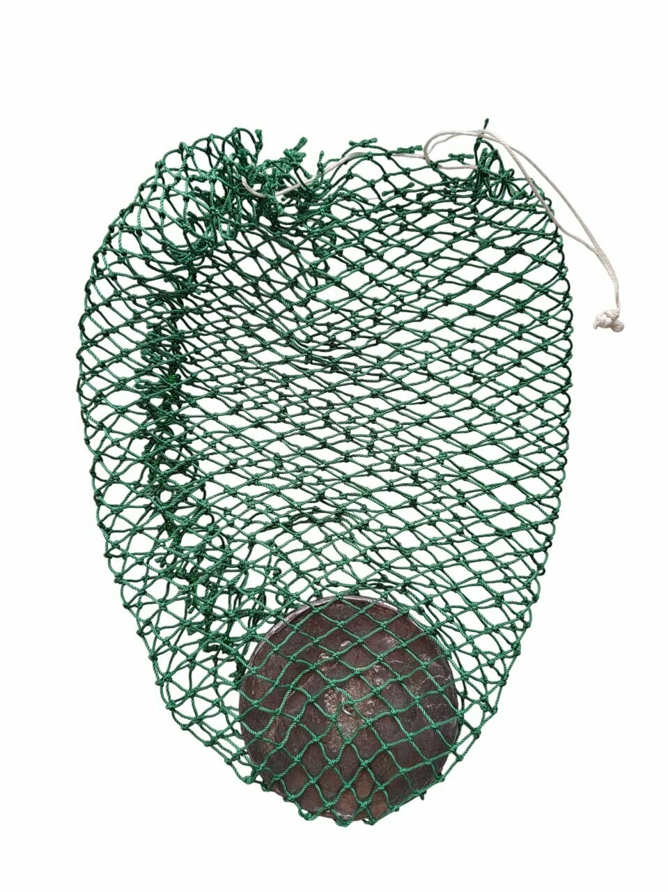 Кормушка-сетка с грузом / Кошель для рыбалки. 3 л. Сетчатый мешок (ячейка 12мм*12мм). Кормушка сетка рыболовная 300 гр. Диаметр груза 100 мм.