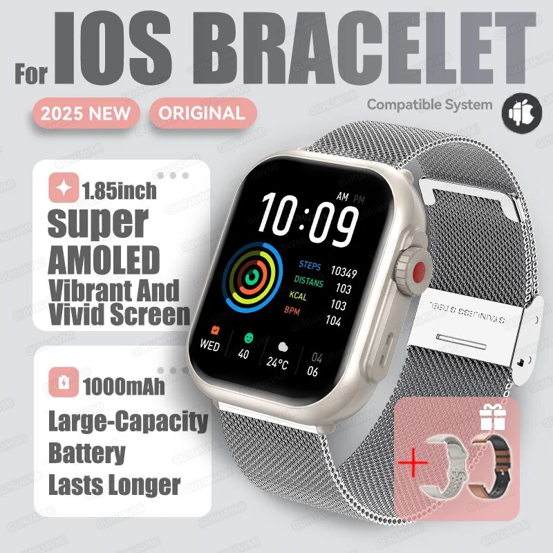Смарт-браслет для iOS, серый, Silvery Mesh Belt 2A