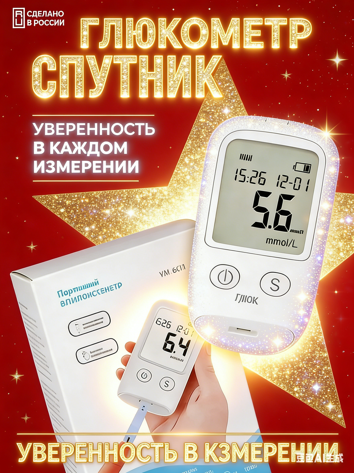 Набор мониторов уровня глюкозы в крови с тест-полосками x 25и ланцетами x 25