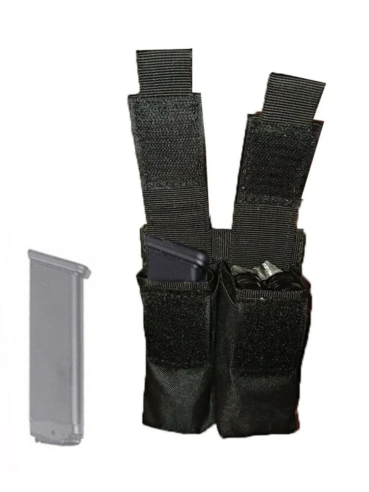 Кейс для патронов тактический, 13х10 см, черный, для пистолетных магазинов, нейлон