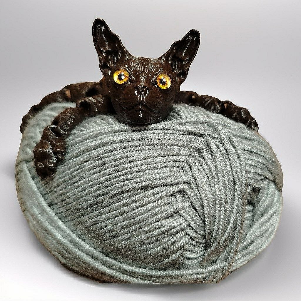 Игрушка антистресс "Кот сфинкс", пластик, 3D, 24 см, шоколадный цвет — фото 1